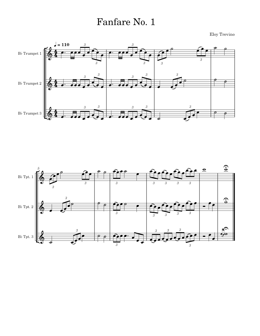 Fanfare No. 1 Sheet music for Trumpet in b-flat (Brass Trio ...