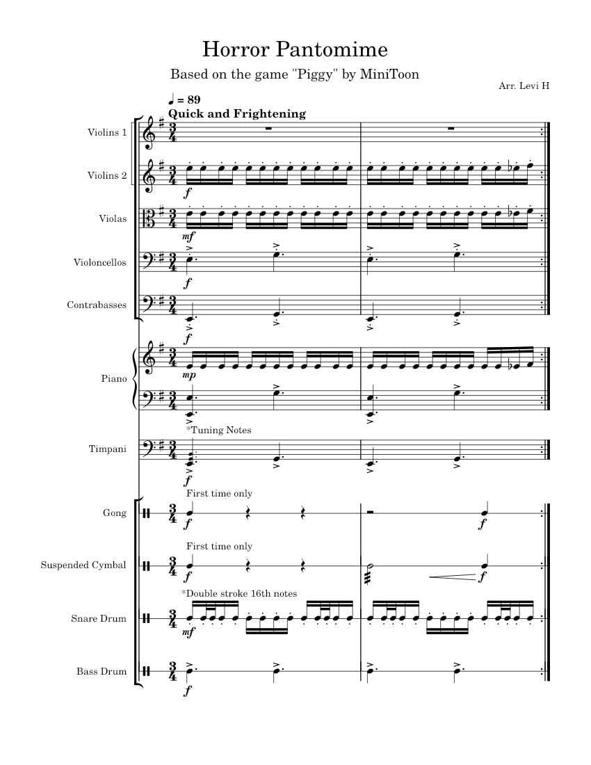 Horror Pantomime – Ruppert Michael Christie Sheet Music for Piano ...