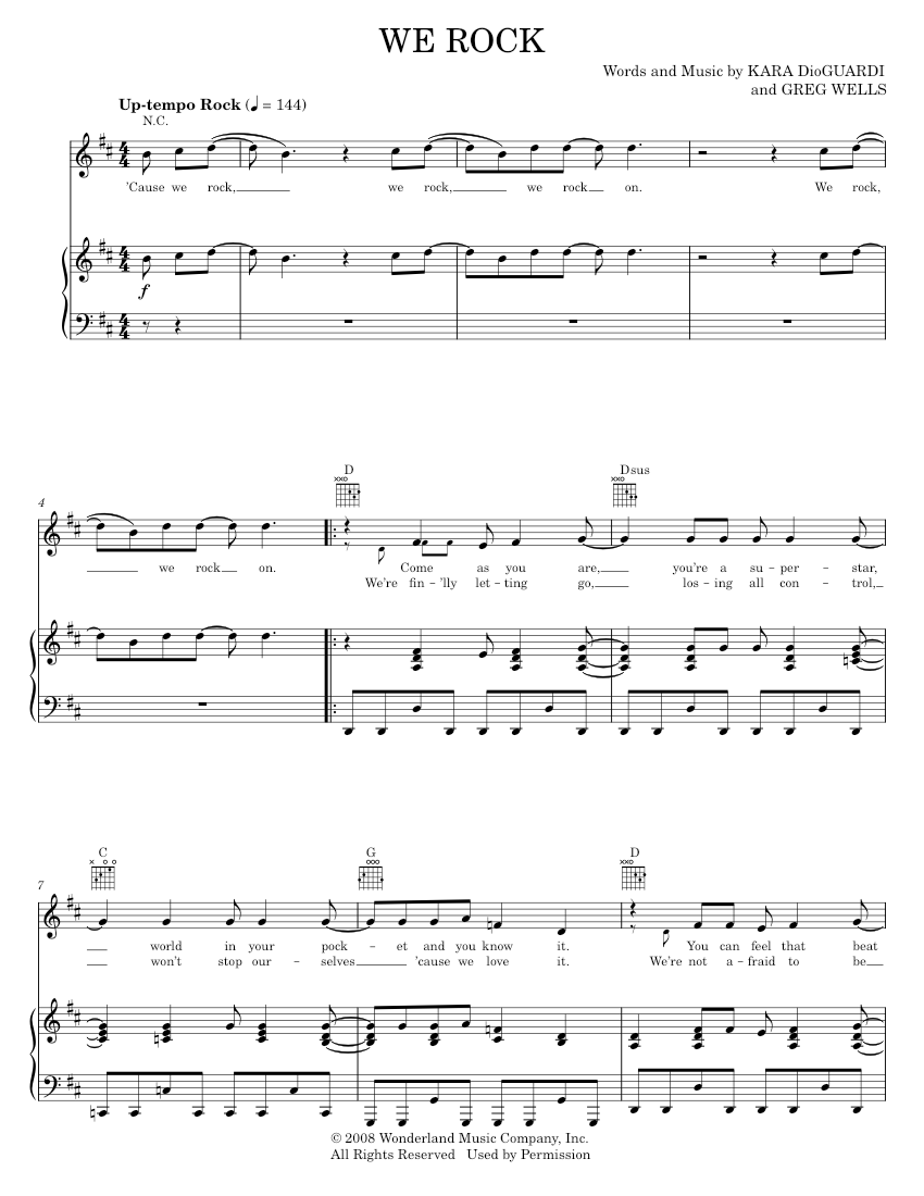 Play Official version of We Rock sheet music by Camp Rock Movie, Jonas ...