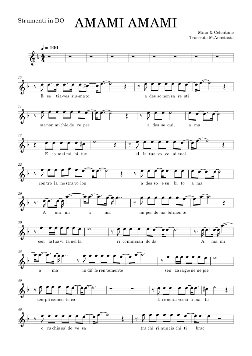 Amami amami – Mina AMAMI AMAMI.xml Sheet music for Flute (Solo ...