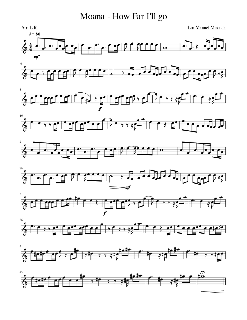 Moana - How Far I'll go Sheet music for Trumpet in b-flat (Solo ...