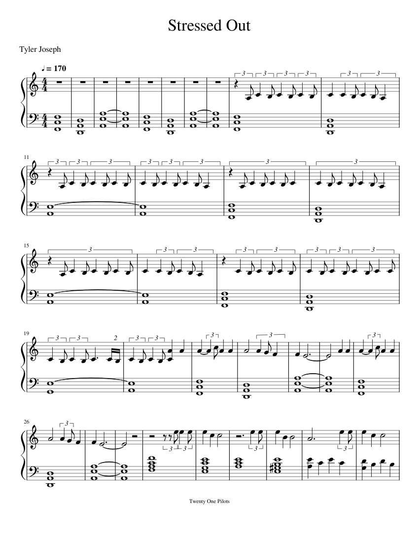 Stressed Out Sheet music for Piano (Solo) | Musescore.com