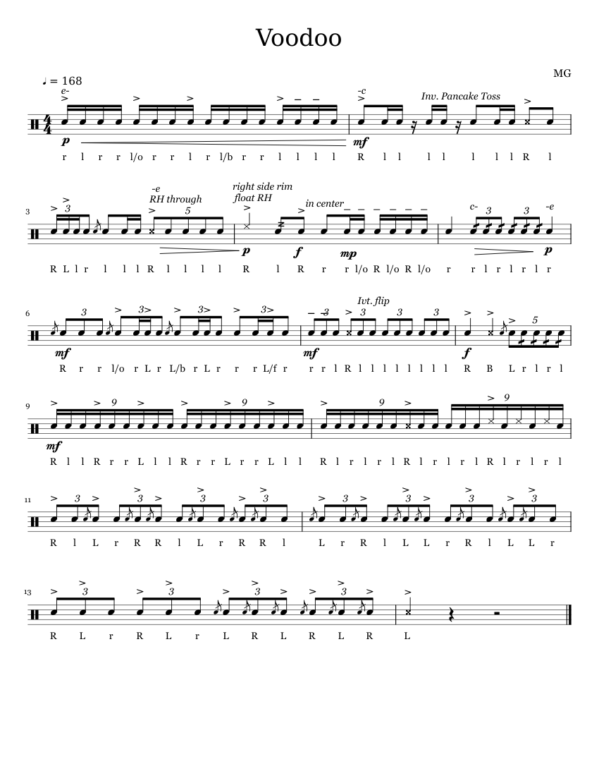 Voodoo Sheet music for Snare drum (Solo) | Musescore.com