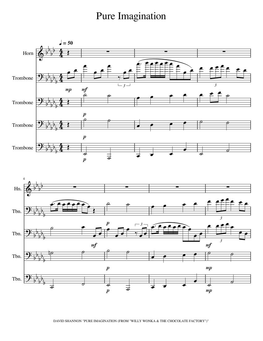 Pure imagination – Gene Wilder Pure Imagination Trombone Quartet Sheet ...