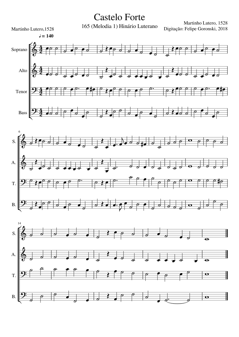 Castelo Forte Sheet music for Soprano, Alto, Tenor, Bass voice (SATB ...