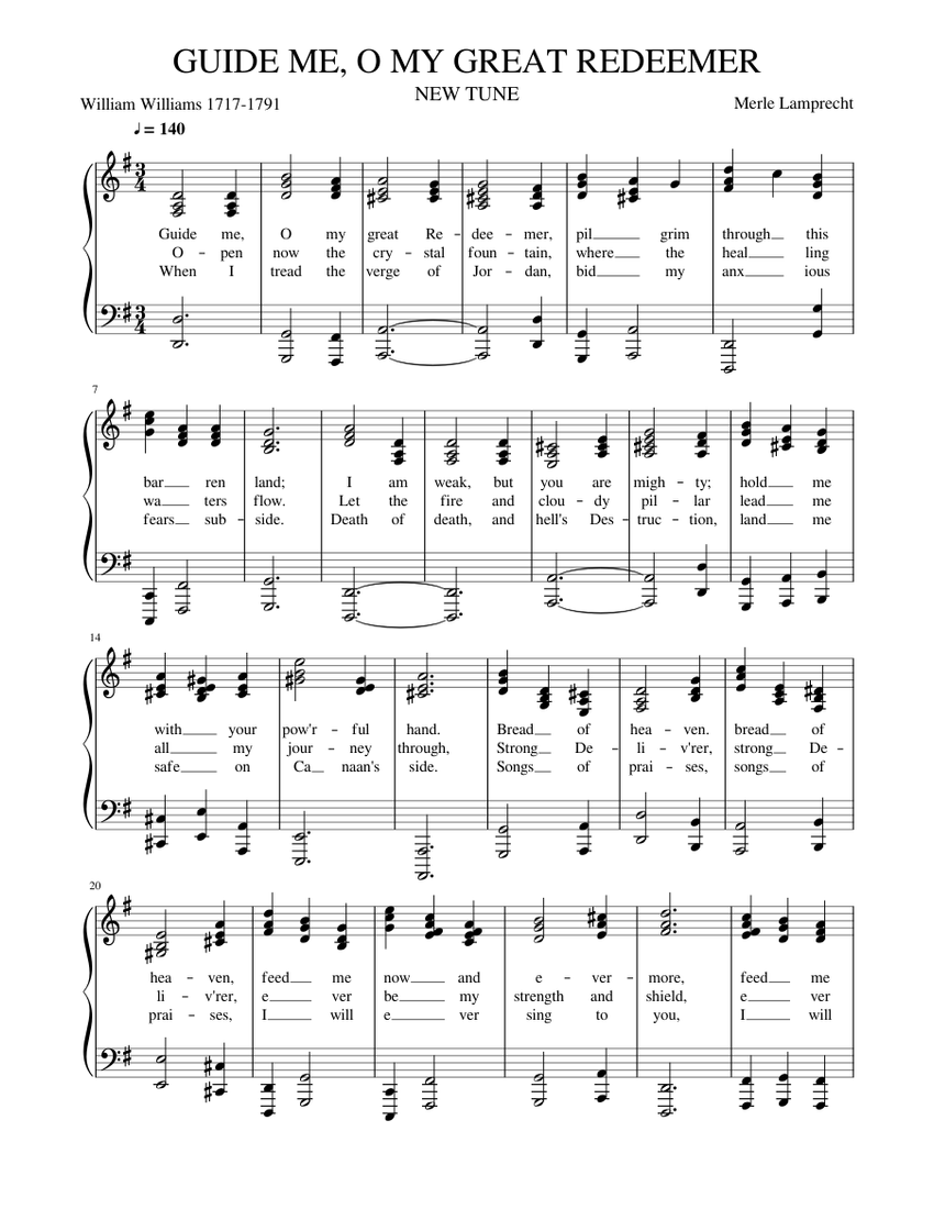 GUIDE ME O MY GREAT REDEEMER Sheet music for Piano (Solo) | Musescore.com