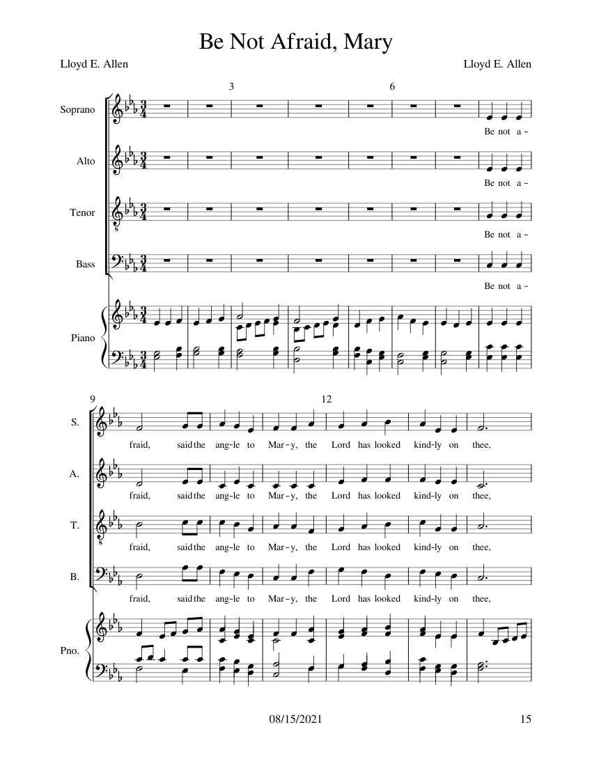 Be Not Afraid, Mary Sheet music for Piano, Soprano, Tenor, Alto & more ...