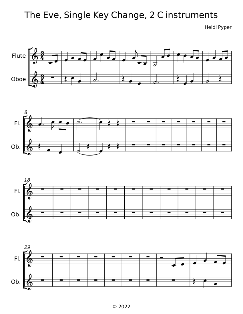 The Eve Sheet music for Flute, Oboe (Woodwind Duet) | Musescore.com