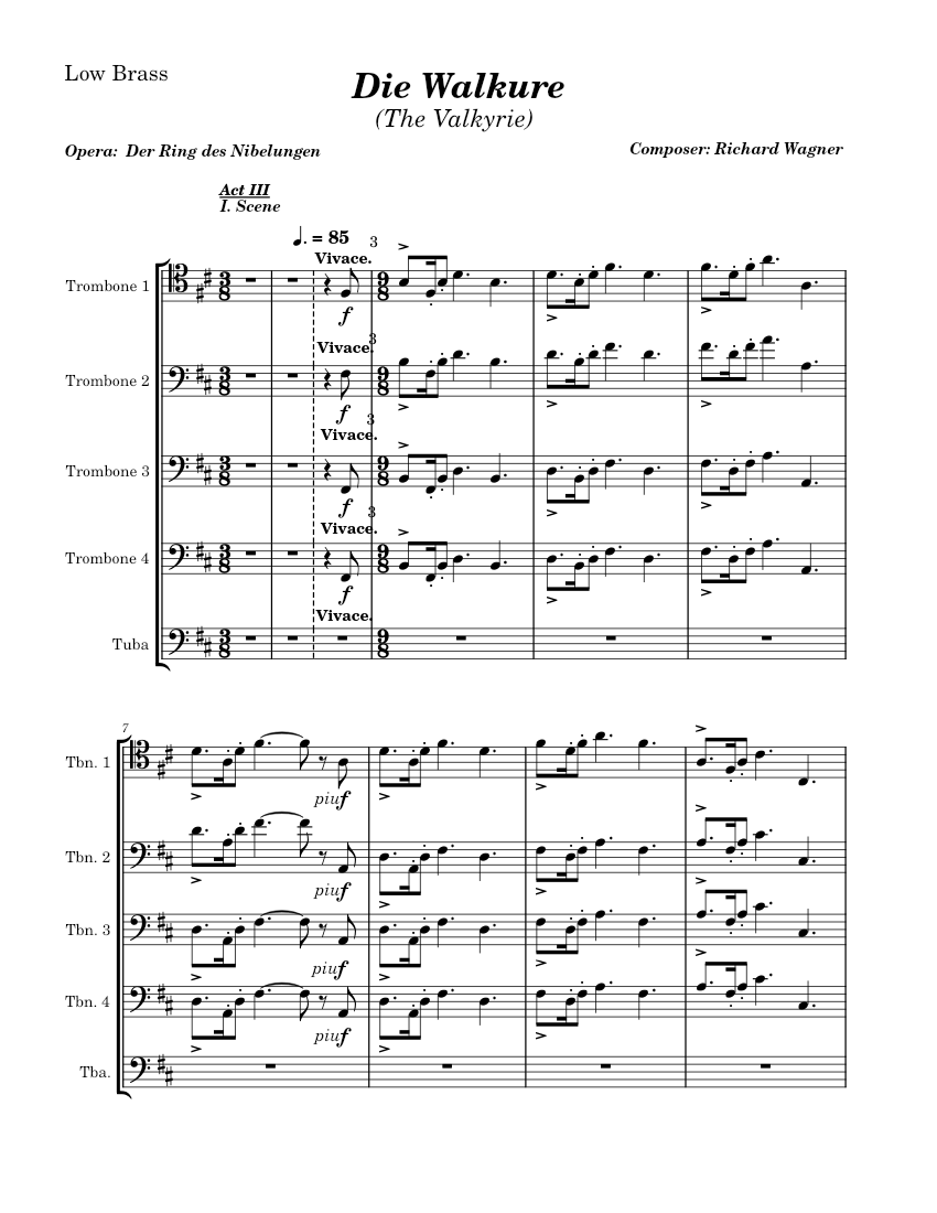Die Walküre, WWV 86B – Richard Wagner Die Walküre, Low Brass Excerpts ...