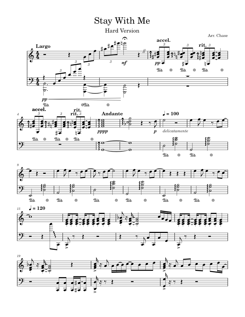 Stay with me – Miki Matsubara (arr for piano) Sheet Music for Piano ...