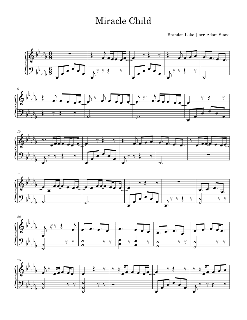 Miracle Child – Brandon Lake and Tasha Cobbs Leonard Sheet Music for ...