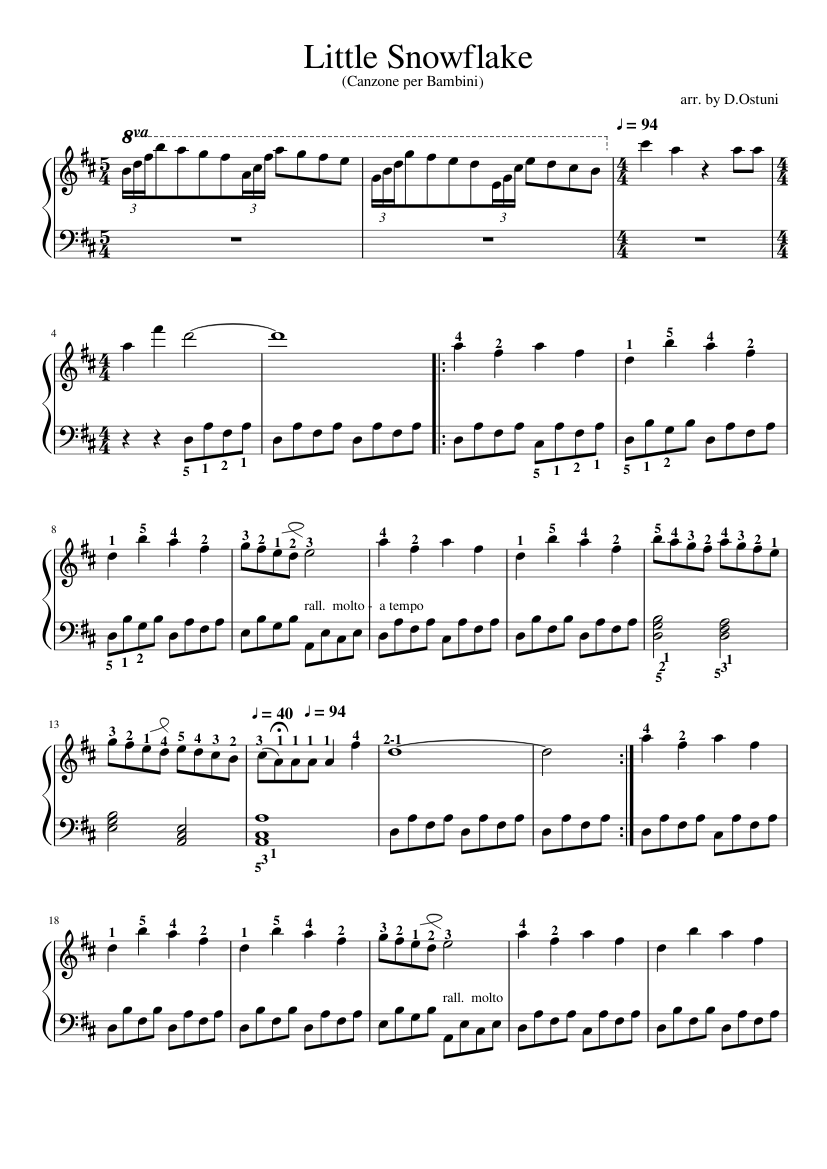 Little Snowflake Sheet Music for Piano (Solo) Easy | MuseScore.com