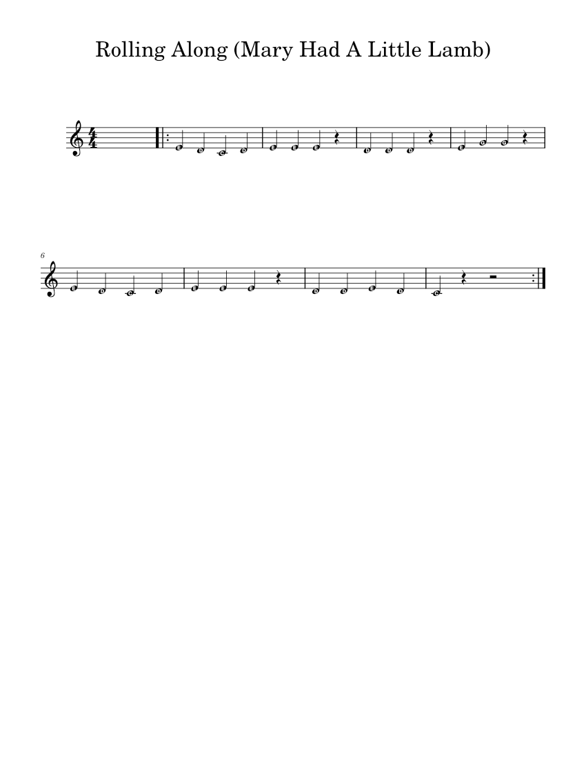 Rolling Along (Mary Had A Little Lamb) - Clarinet, Trumpet Sheet Music ...