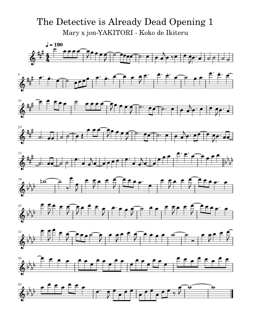 The Detective is Already Dead Opening 1 Sheet music for Flute (Solo ...