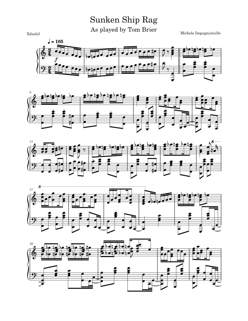Sunken Ship Rag – Michele Impagniatiello // As played by Tom Brier Sheet music for Piano (Solo ...
