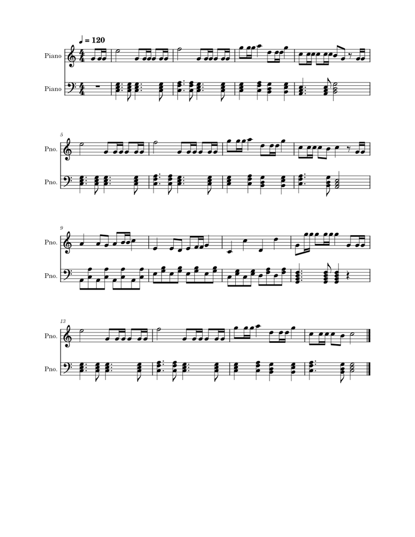 Example 16 Bar Melody Sheet music for Piano (Piano Duo) | Musescore.com