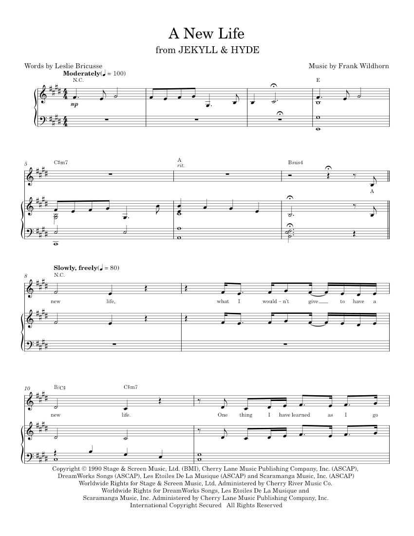 Play Official version of A New Life sheet music by Leslie Bricusse for ...