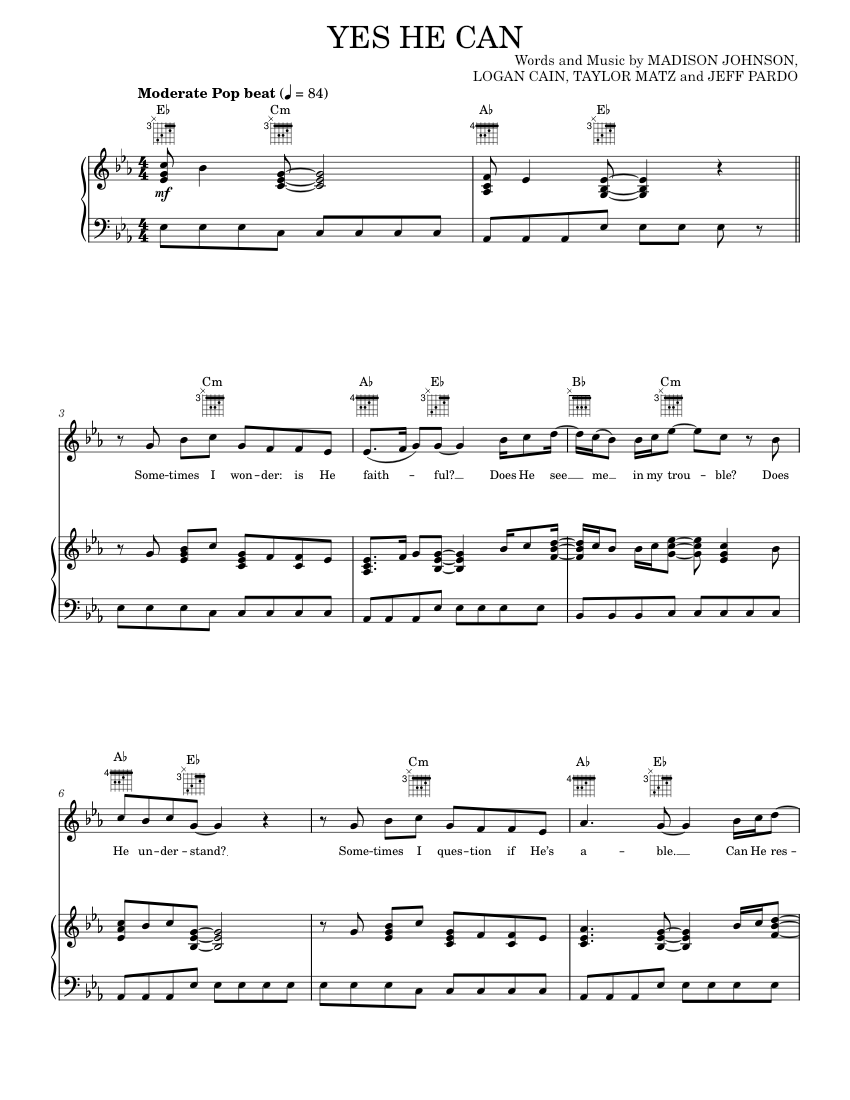 Yes He Can Sheet music for Piano, Vocals by DeLano Cain Official ...