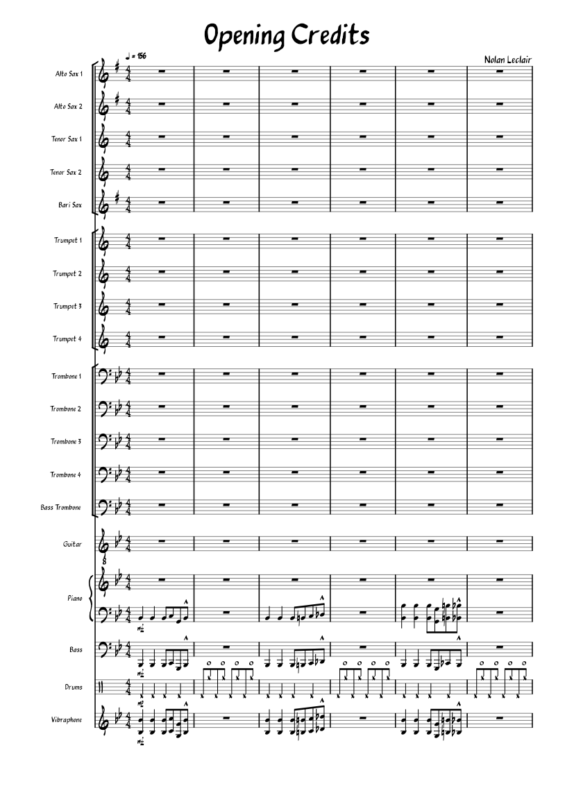 Opening Credits Sheet music for Piano, Trombone, Trombone bass ...