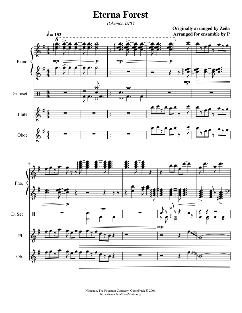 Eterna Forest – Hitomi Sato Pokémon DPPt - Eterna Forest Sheet music for Piano, Flute, Oboe ...