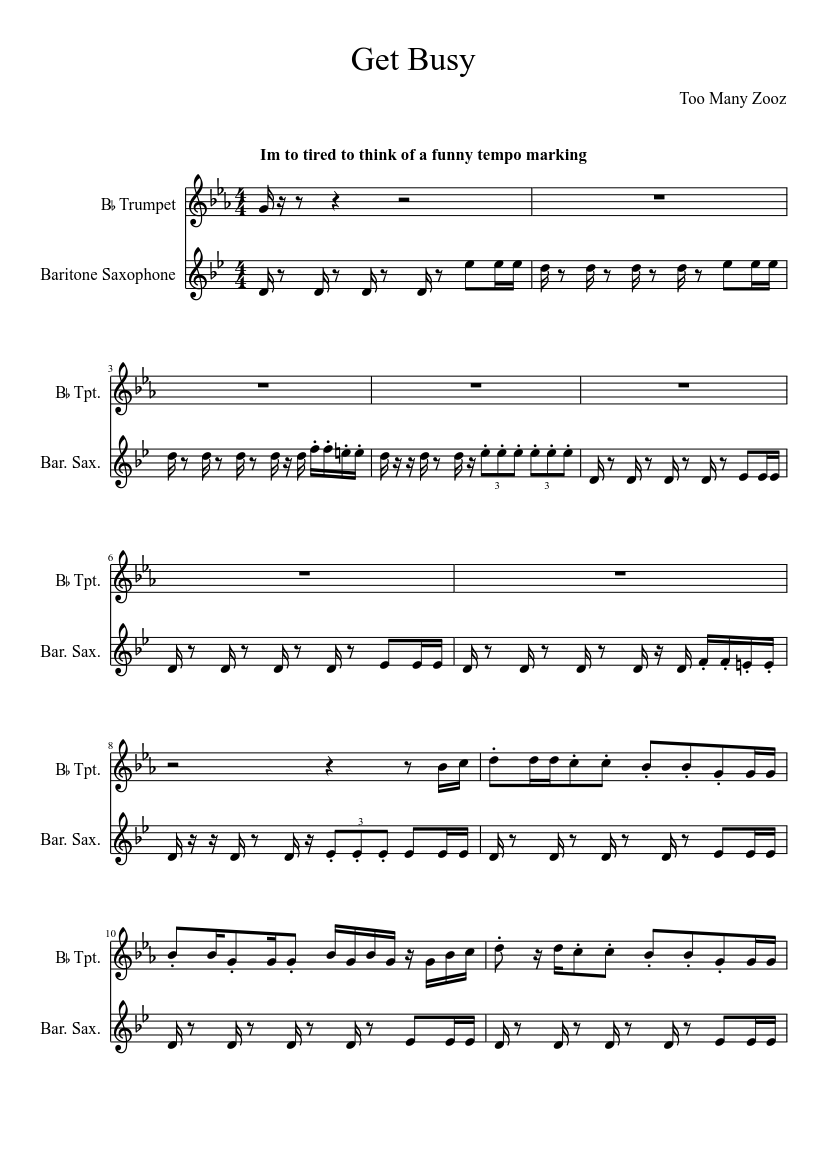 Get Busy Sheet music for Trumpet other (Solo) | Musescore.com