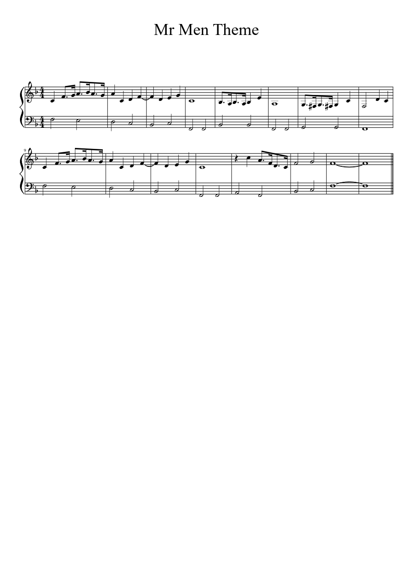 Mr Men Theme Sheet Music for Piano (Solo) Easy | MuseScore.com