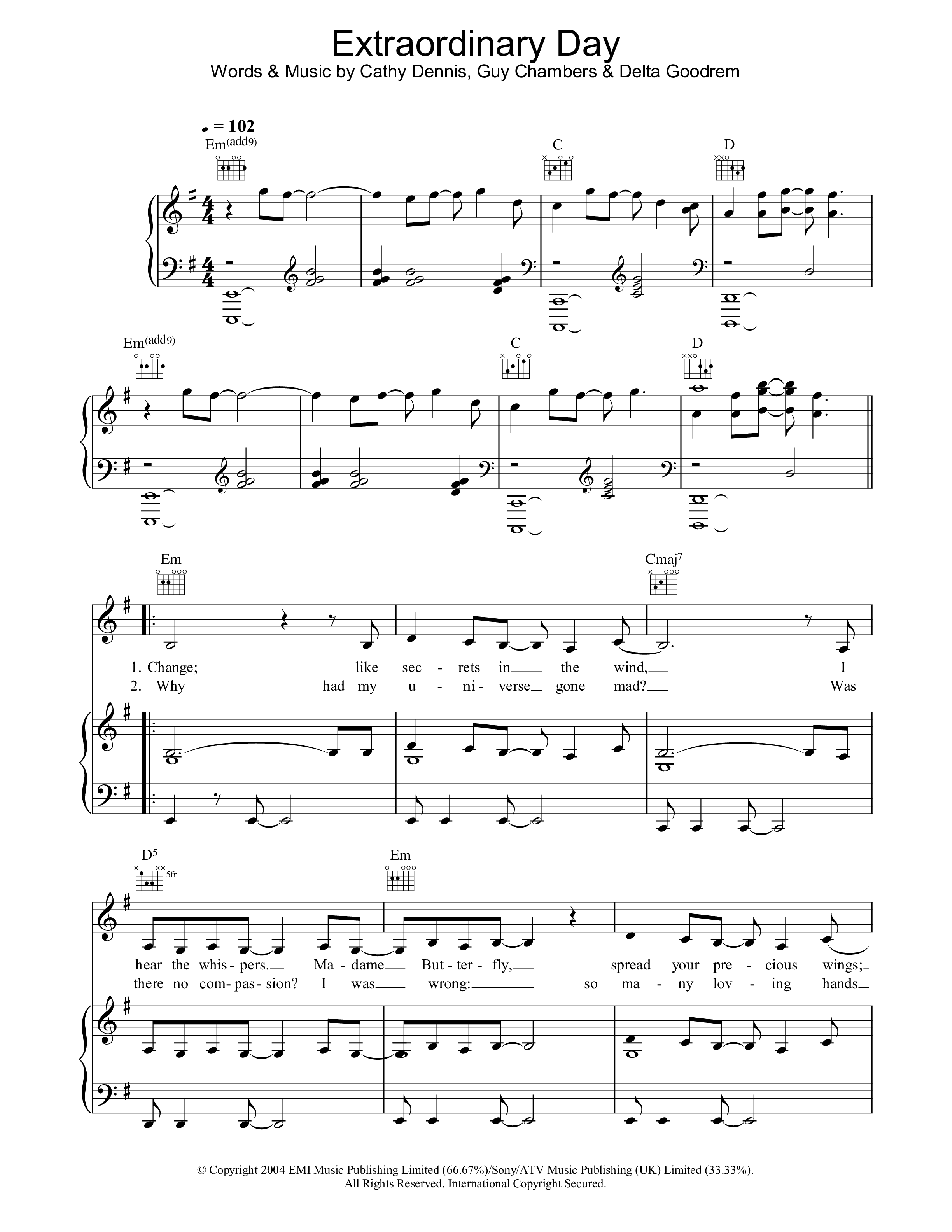 extraordinary day Sheet music by Delta Goodrem Official | MuseScore.com