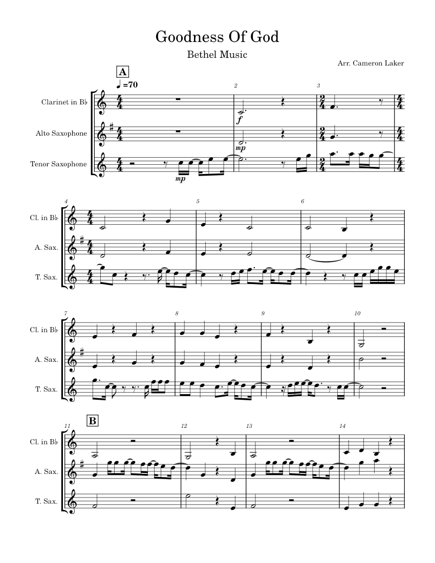 Goodness Of God – Bethel Music and Jenn Johnson Sheet Music for ...