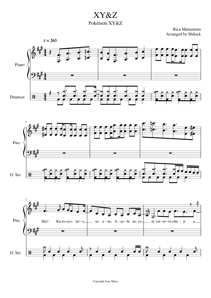 Pokemon XY&Z - XY&Z Sheet music for Piano, Drum group (Mixed Duet ...