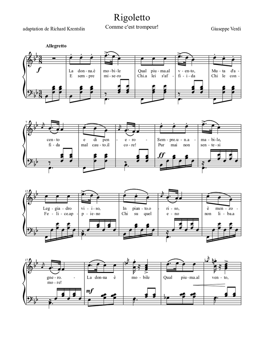 Rigoletto-Verdi Sheet music | Musescore.com