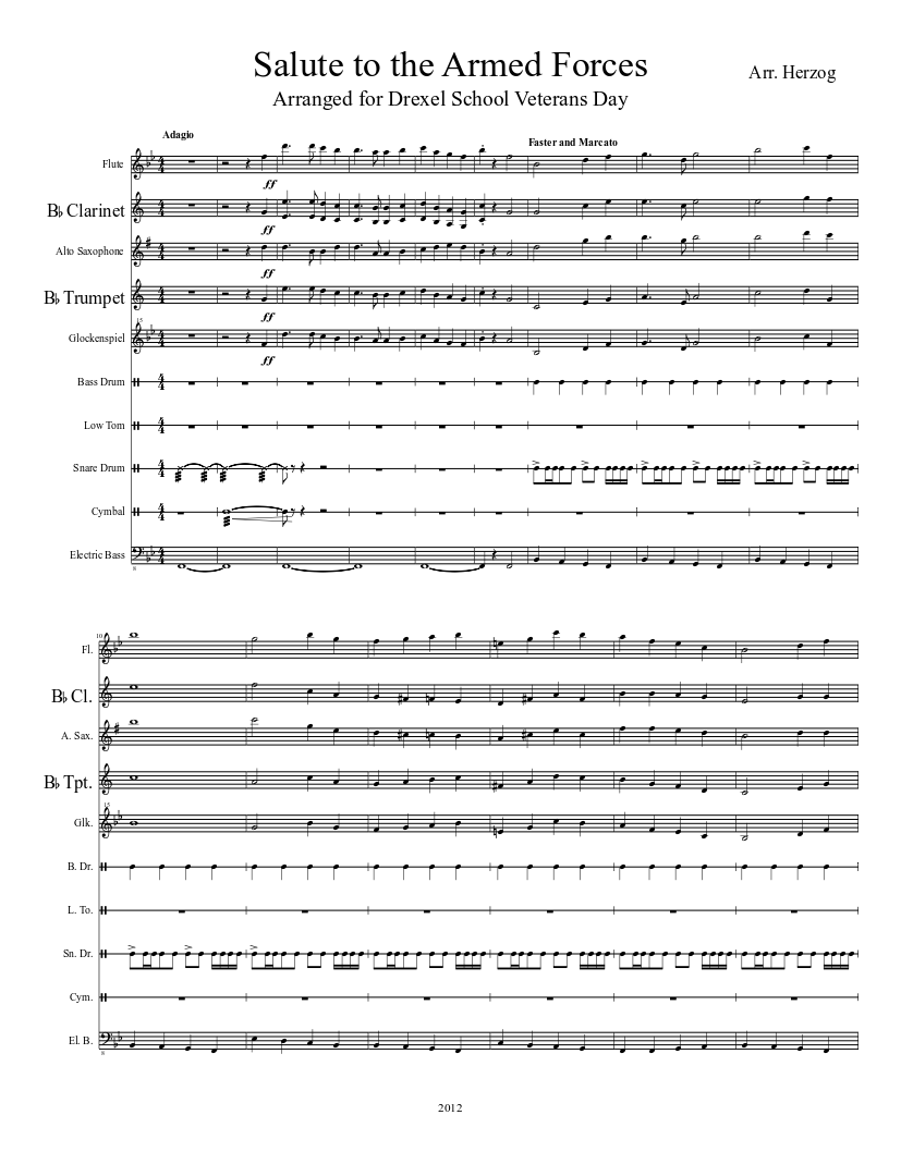 Salute to the Armed Forces Sheet Music for Flute, Clarinet other ...