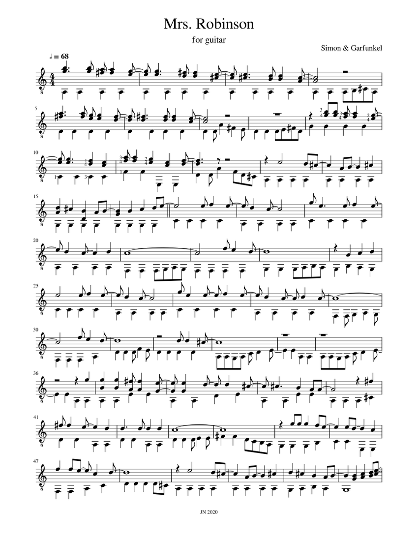 Mrs. Robinson Sheet music for Guitar (Solo) | Musescore.com