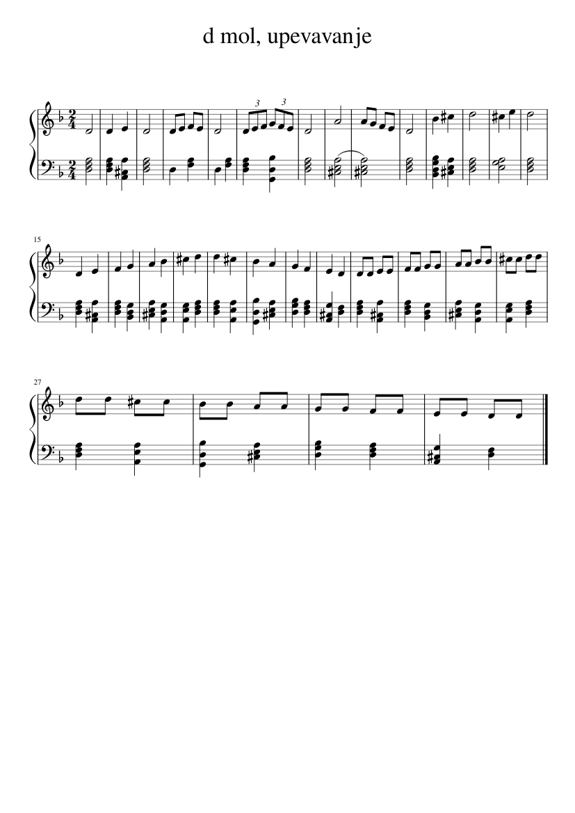 d mol upevavanje Sheet music for Piano (Solo) Easy | Musescore.com