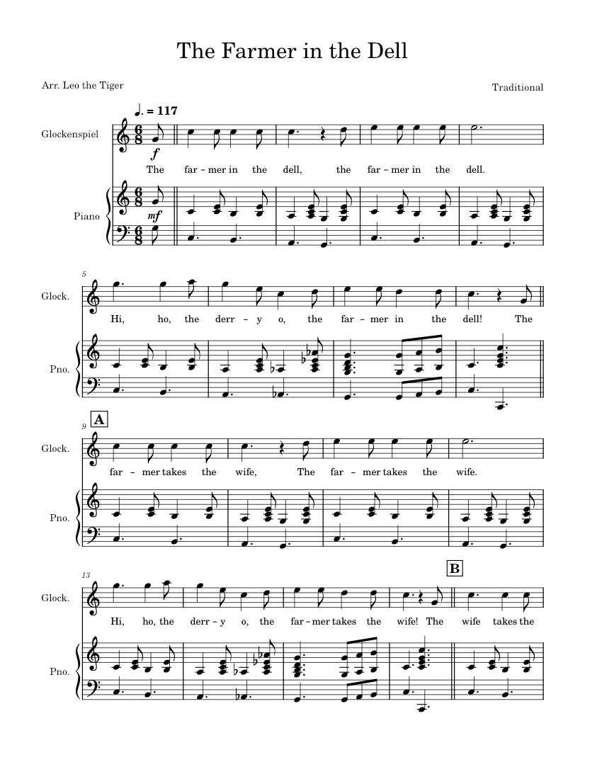 Farmer In The Dell – Misc Traditional Sheet Music for Piano ...