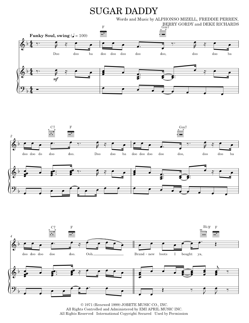 Sugar Daddy Sheet music for Piano, Vocals: Music Notes