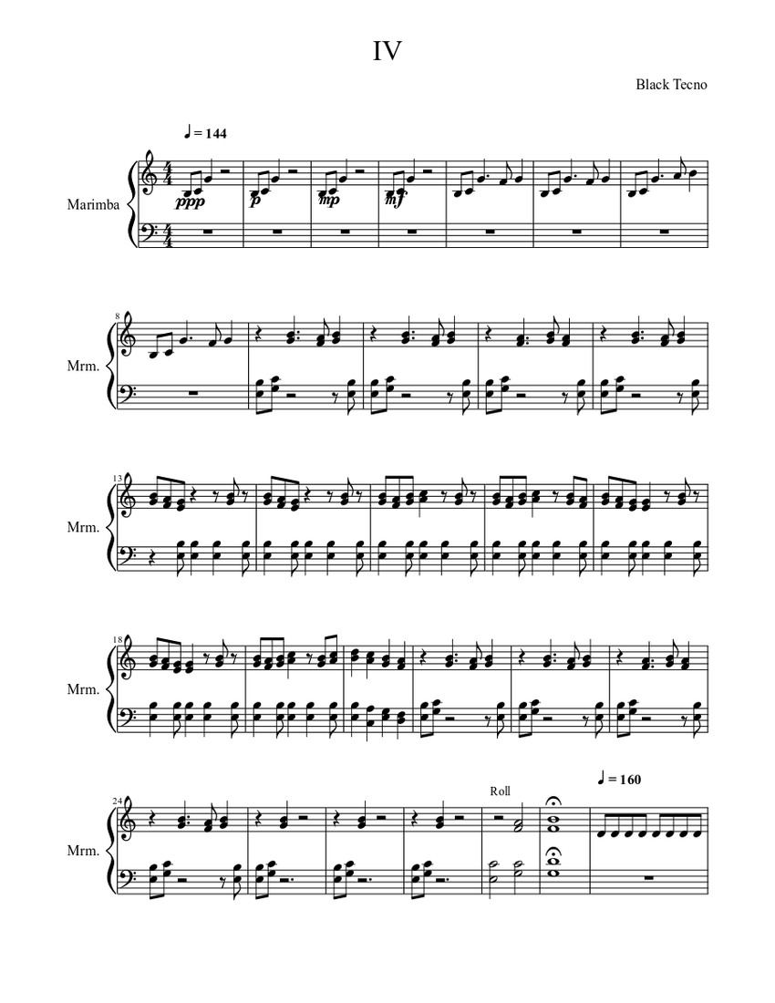 IV Sheet music for Marimba (Solo) | Musescore.com