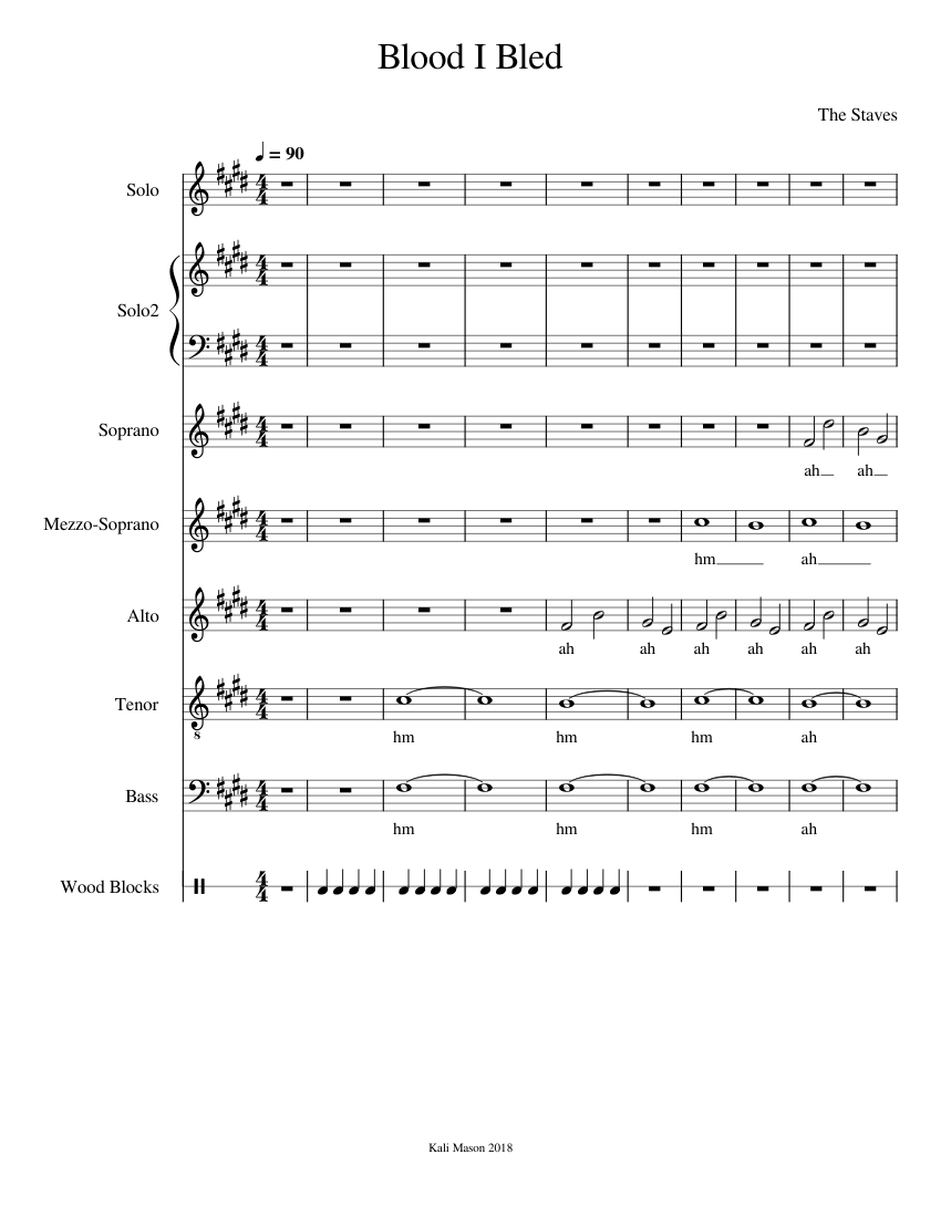 Blood I Bled – The Staves Sheet music for Piano, Bass guitar, Woodblock ...