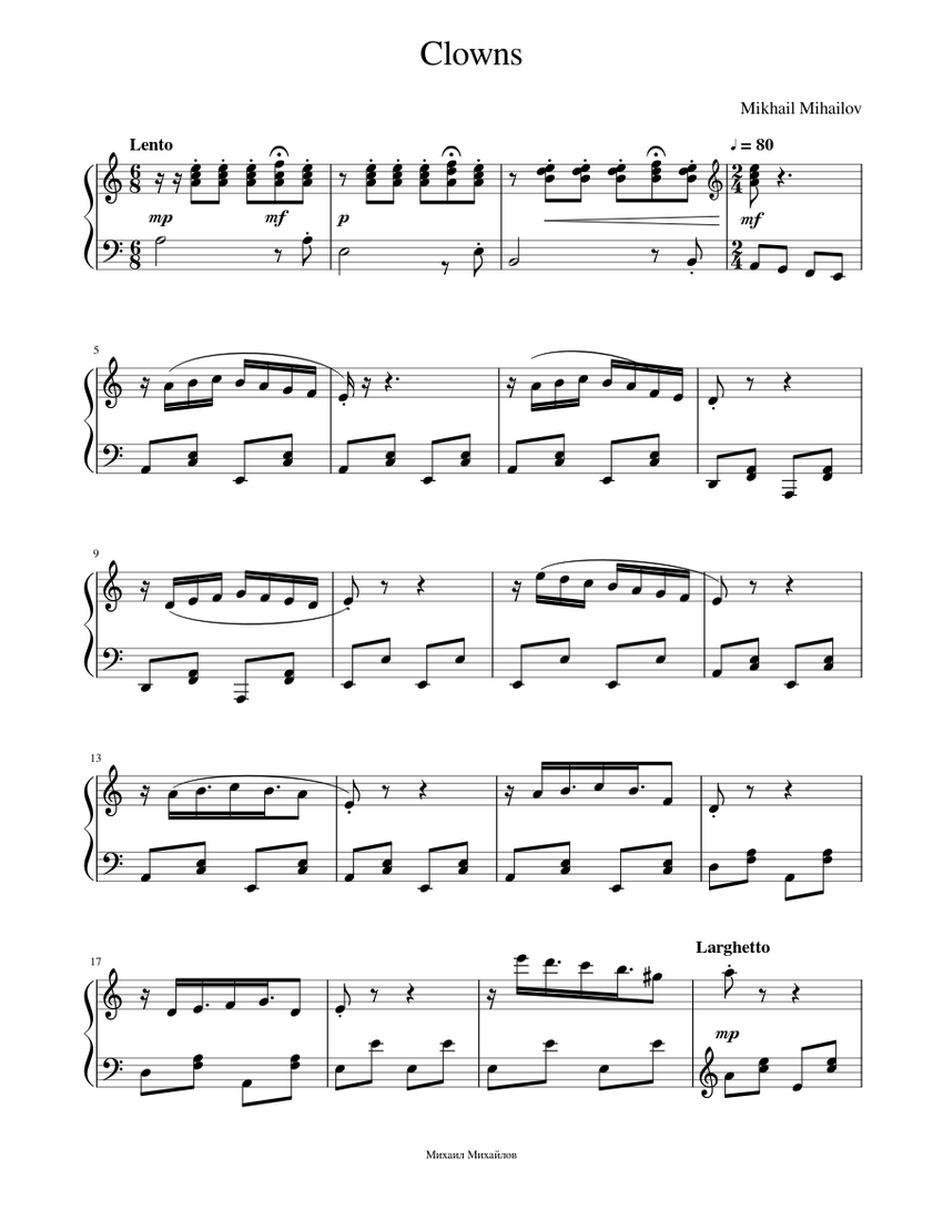 Clowns Sheet music for Piano (Solo) Easy | Musescore.com