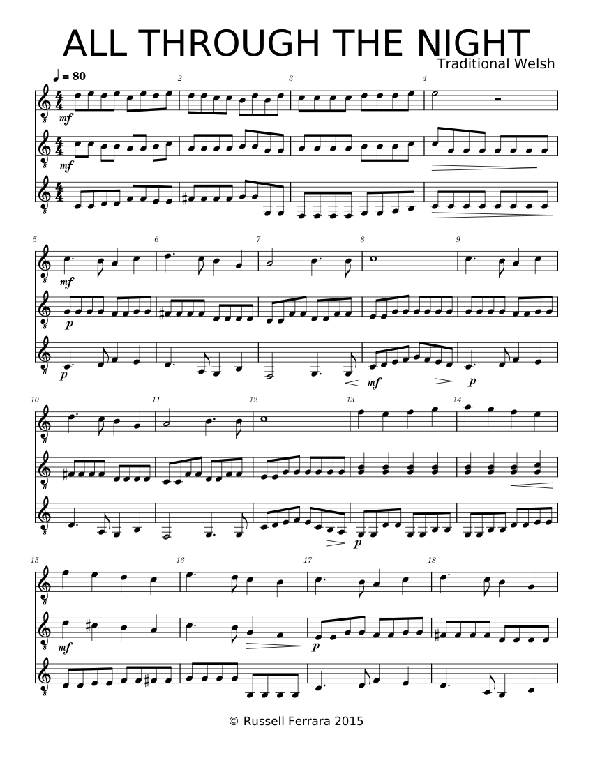 ALL THROUGH THE NIGHT 4 1 Sheet music for Guitar (Mixed Trio ...