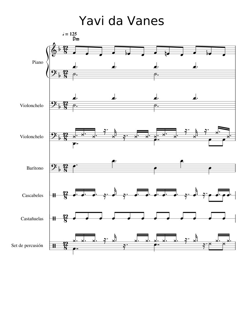 Yavi da Vanes Sheet music for Piano, Baritone, Cello, Drum group & more ...