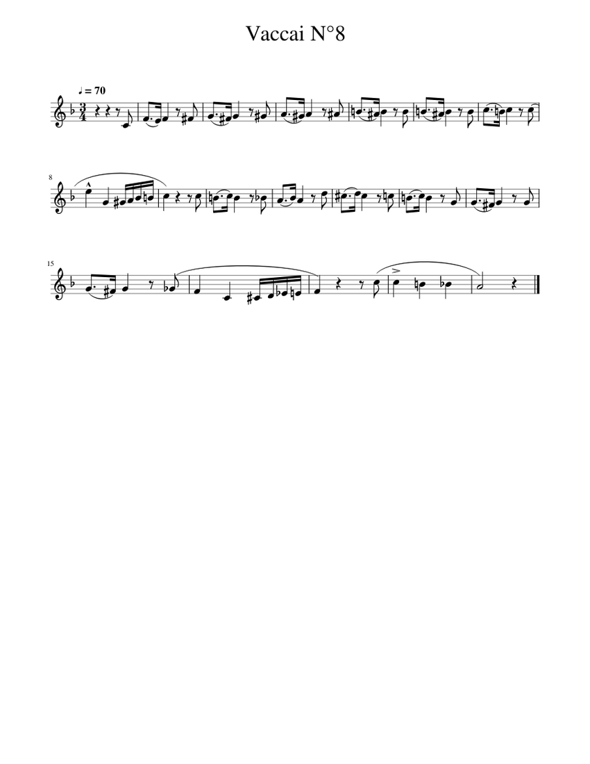 Vaccai_N°8 Sheet music for Piano (Solo) | Musescore.com