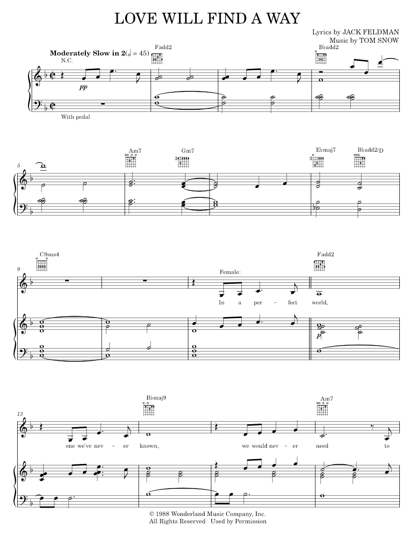Love Will Find A Way Sheet music for Piano, Vocals by Jack Feldman, The ...