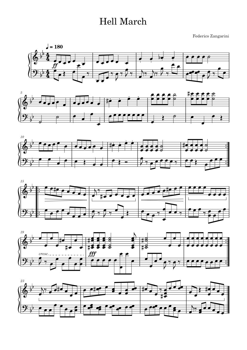 HELL MARCH by Federico Zangarini Sheet music for Piano (Solo ...