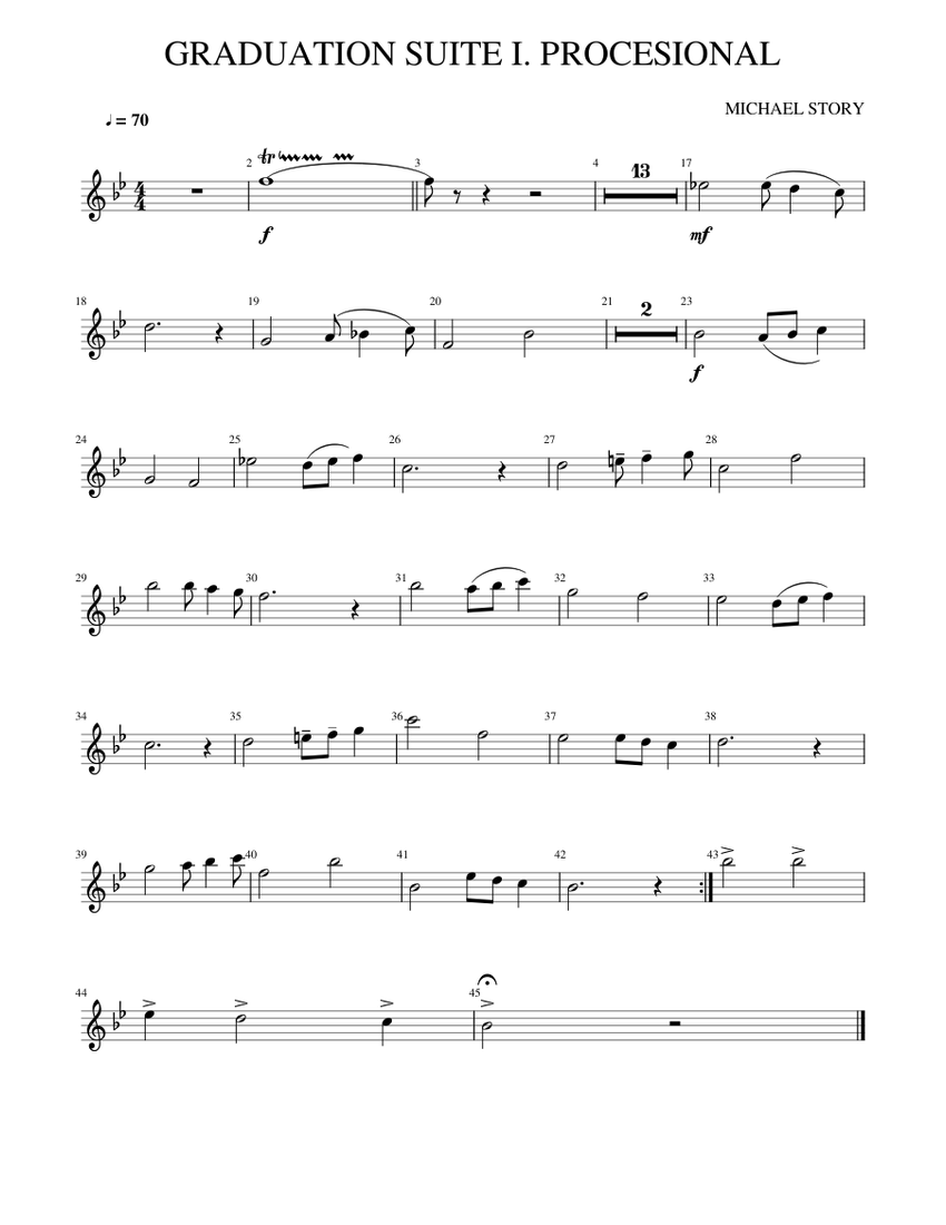 GRADUATION_SUITE_I._PROCESIONAL Sheet music for Flute (Solo ...