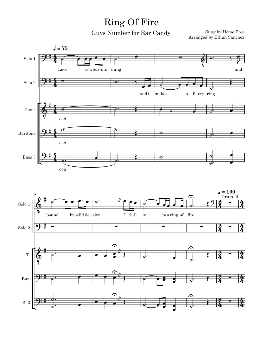 Ring of fire – Home Free Ring of Fire by Home Free Sheet music for Bass ...