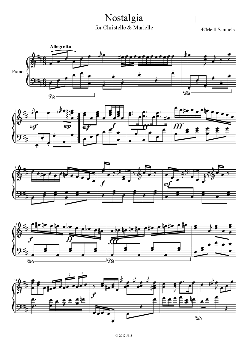 Nostalgia Sheet music for Piano (Solo) | Musescore.com