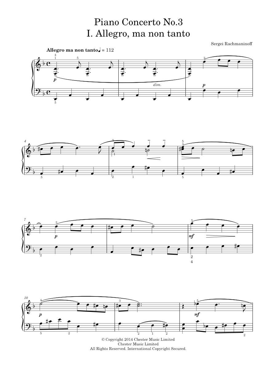 Piano Concerto No.3, Op.30 Sheet music for Piano by Sergei Rachmaninoff Official | MuseScore.com