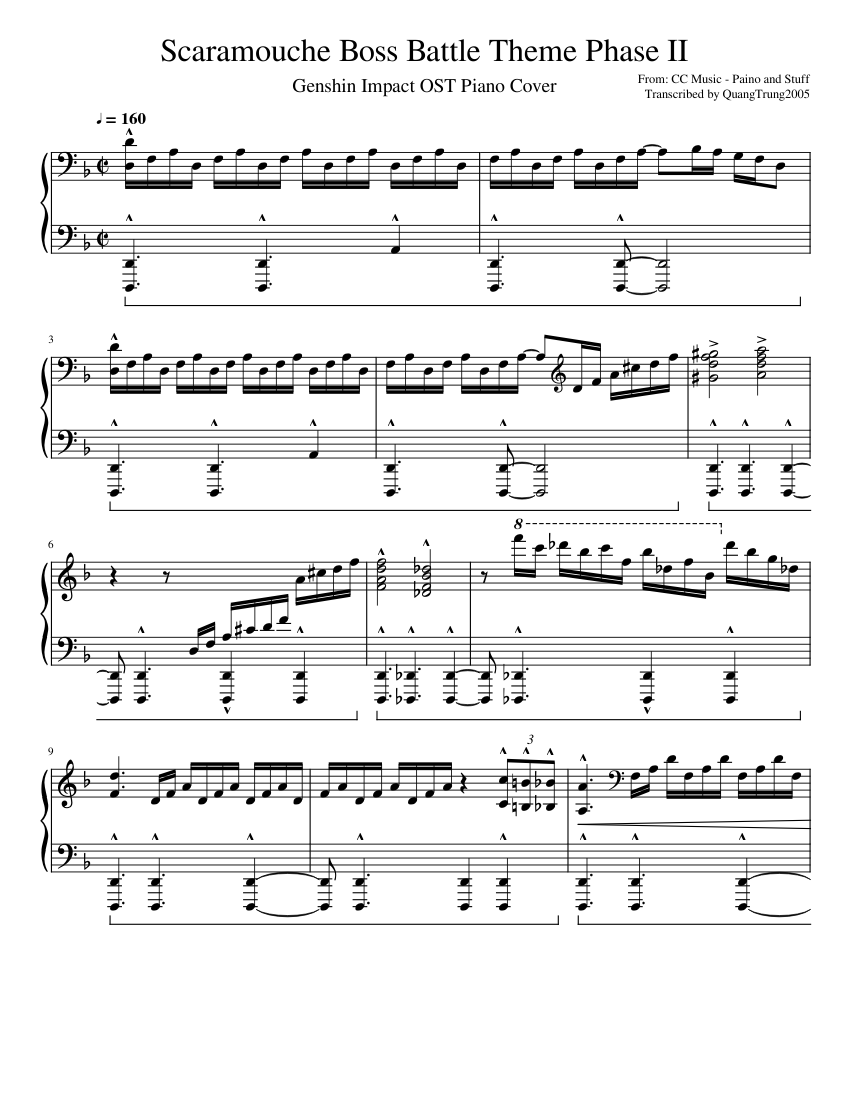 Scaramouche Boss Battle Theme Phase II Sheet music for Piano (Solo) | Musescore.com