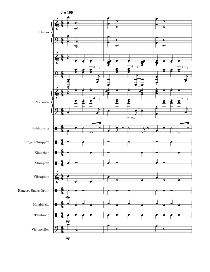 Untitled 4 Sheet music for Piano, Tambourine, Vibraphone, Snare drum ...