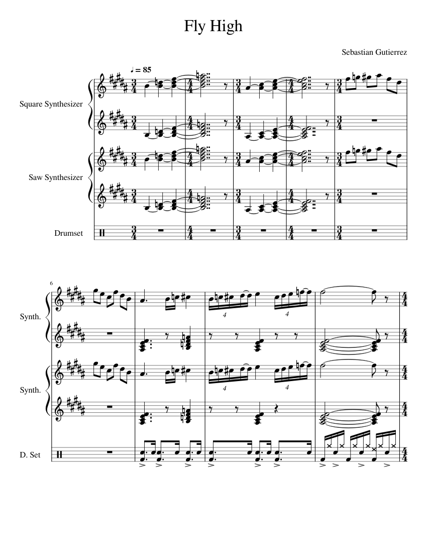 Fly High Sheet music for Drum group, Synthesizer (Mixed Trio ...